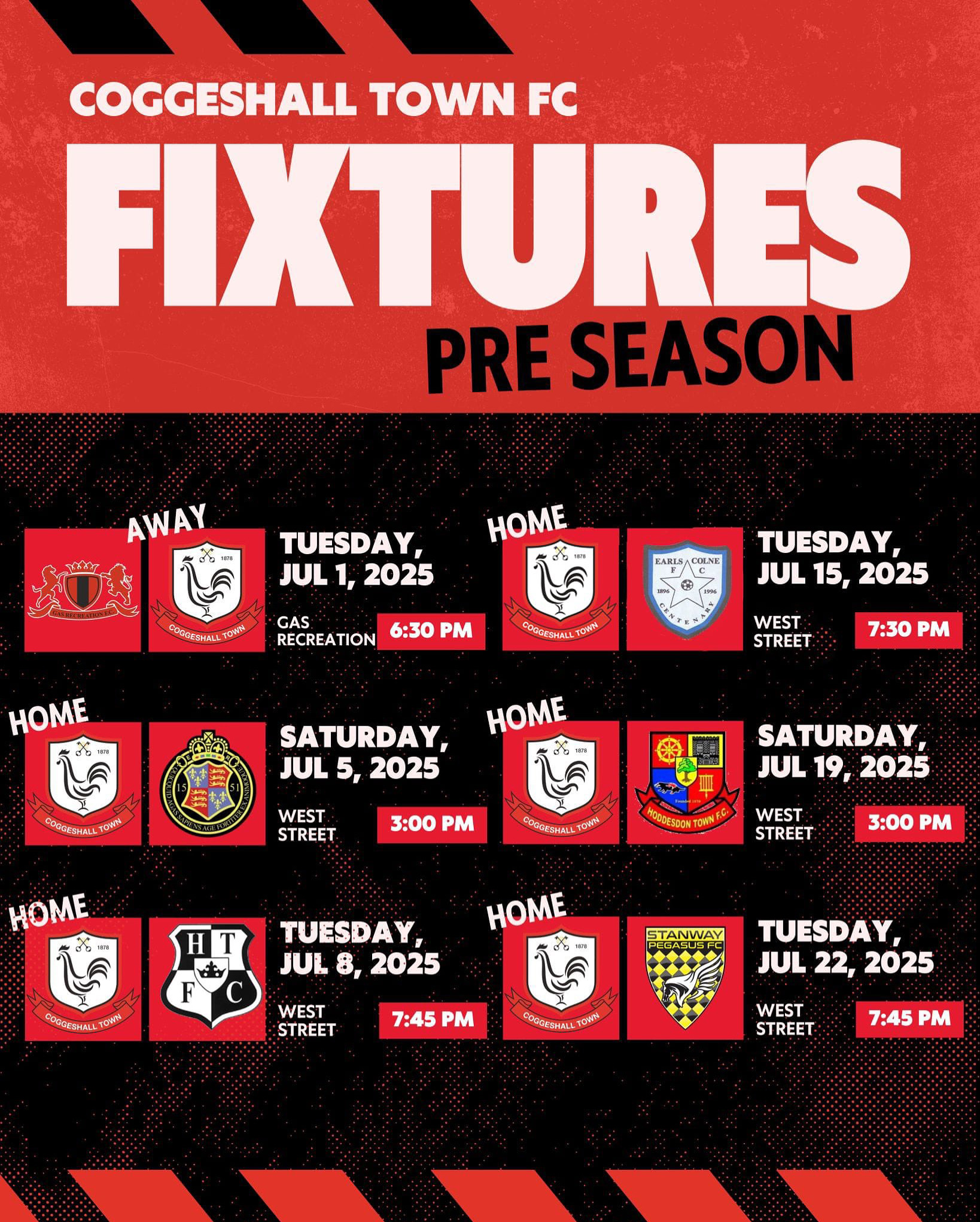 Upcoming Fixtures 25/25 - Coggeshall Town Football Club